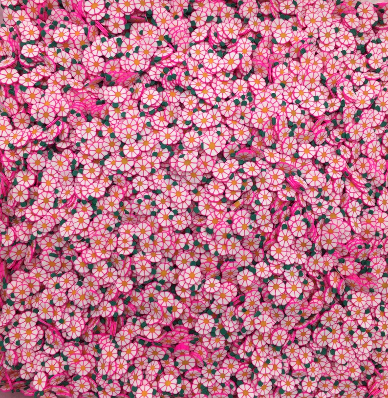 Hot Pink Polymer Clay Daisy Flower Sprinkles, Fake Bake Fimo Table ...