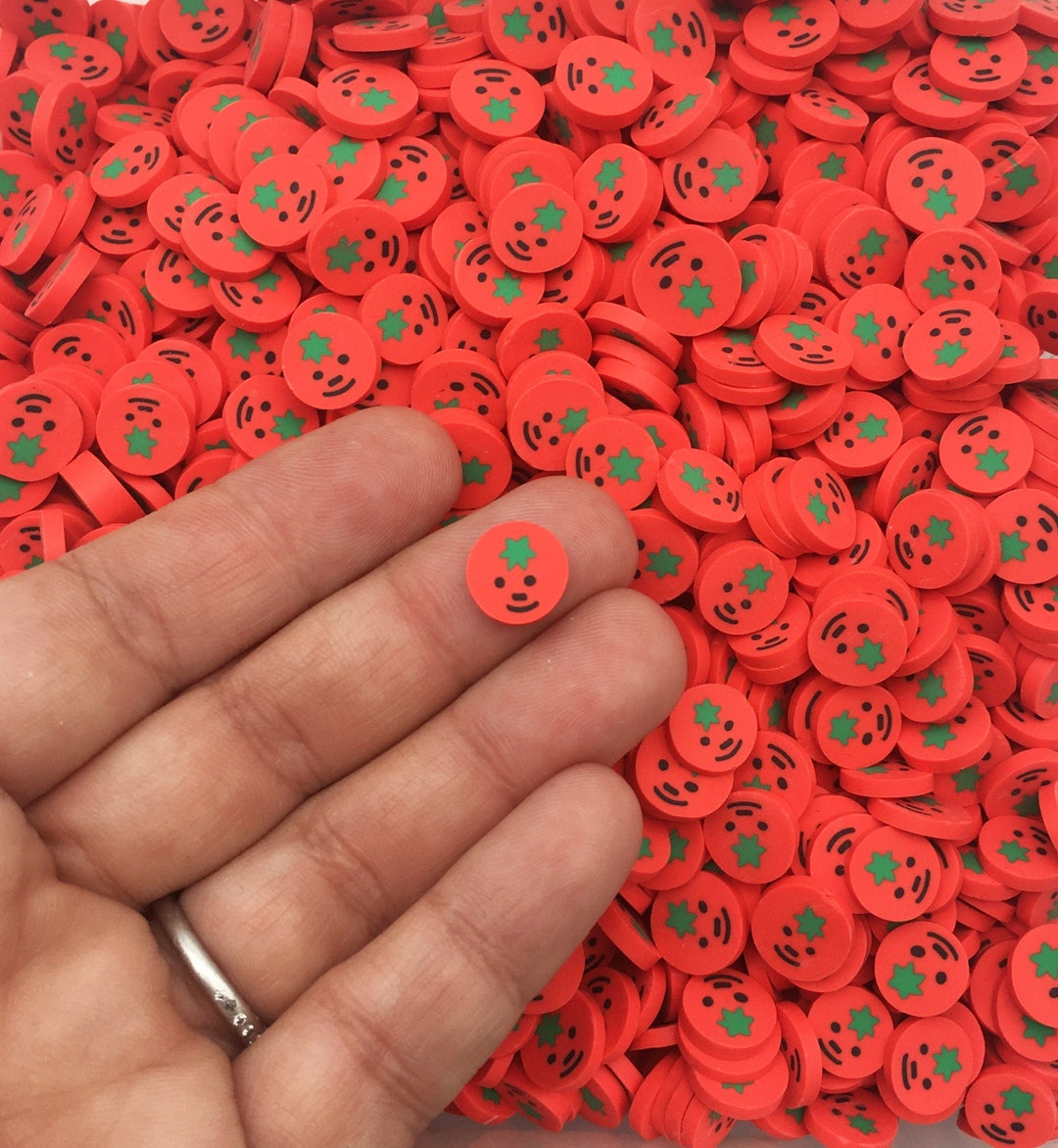 10mm Smiling Tomato Slice Polymer Clay Kawaii Fimo Vegetable Sprinkles ...