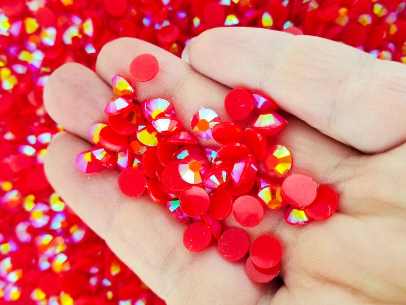 6mm Red AB Jelly Rhinestones Flat Backed Resin Faceted Cabs - Etsy