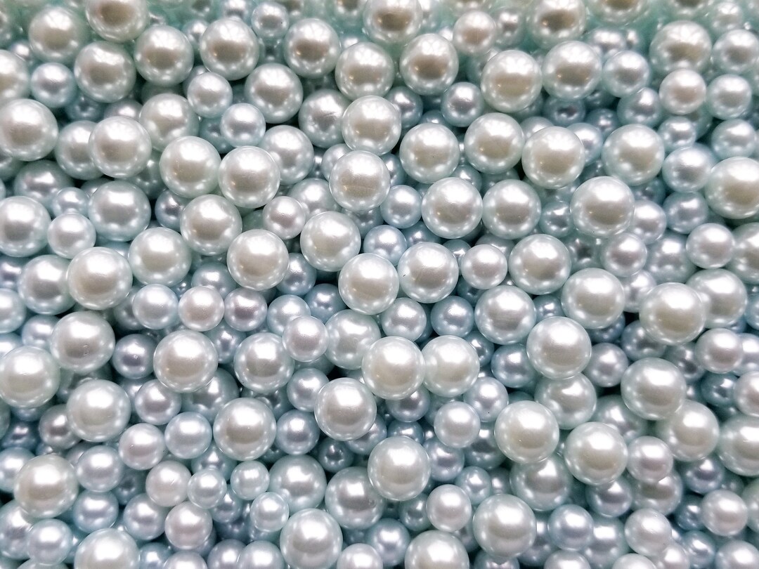 BABY BLUE PEARLS, No Hole Fake Resin Pearls, Multisize Faux Nonpareil ...