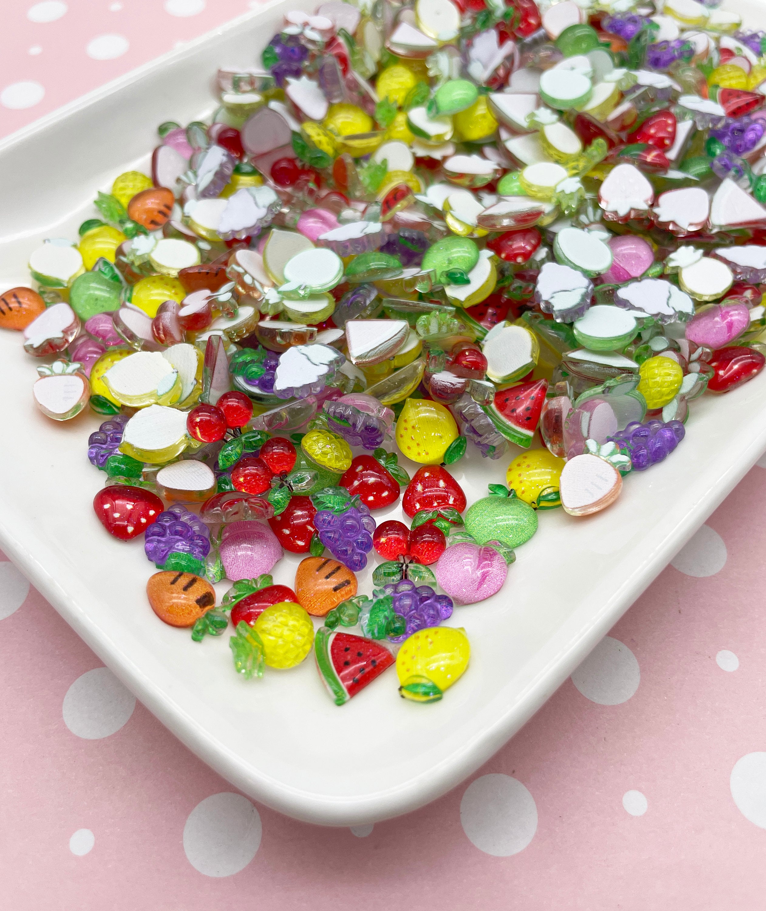 20 Small Glittery Resin Fruit Cabochons, Tiny Cabs L460 - Etsy