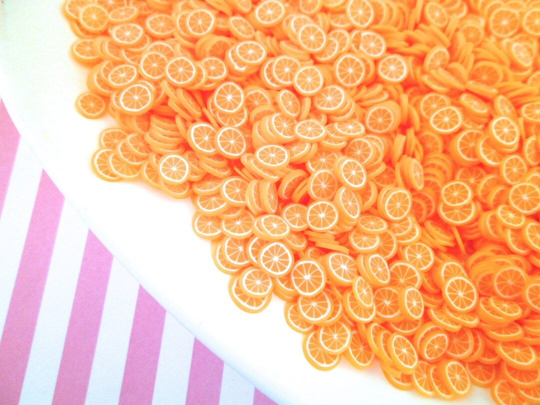Polymer Clay Orange or Tangerine Fruit Slices, Nail Art Slices, Faux ...