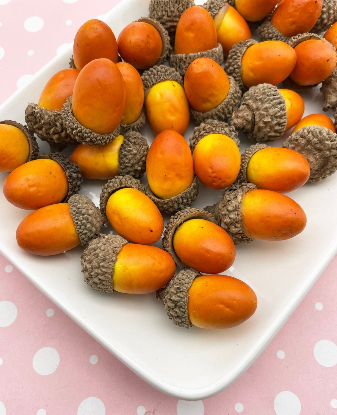 6 Golden Brown Fake Realistic Decorative Acorns, DIY Supplies for ...