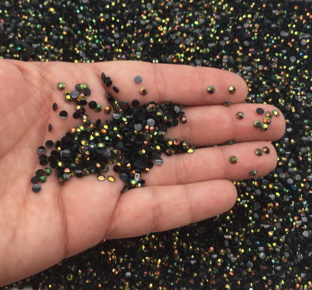 3mm Round Flatbacked Oil-slick Green Black AB Jelly Acrylic Plastic ...