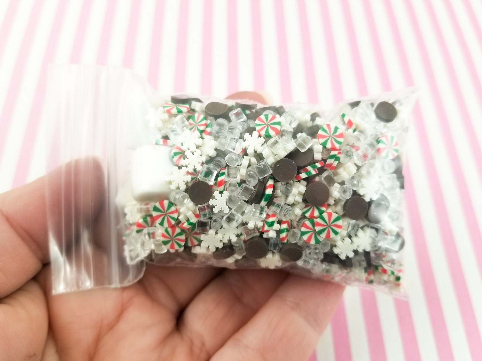 Candy Cane Hot Chocolate Sprinkle Mix W/ 3 Faux Marshmallows | Etsy