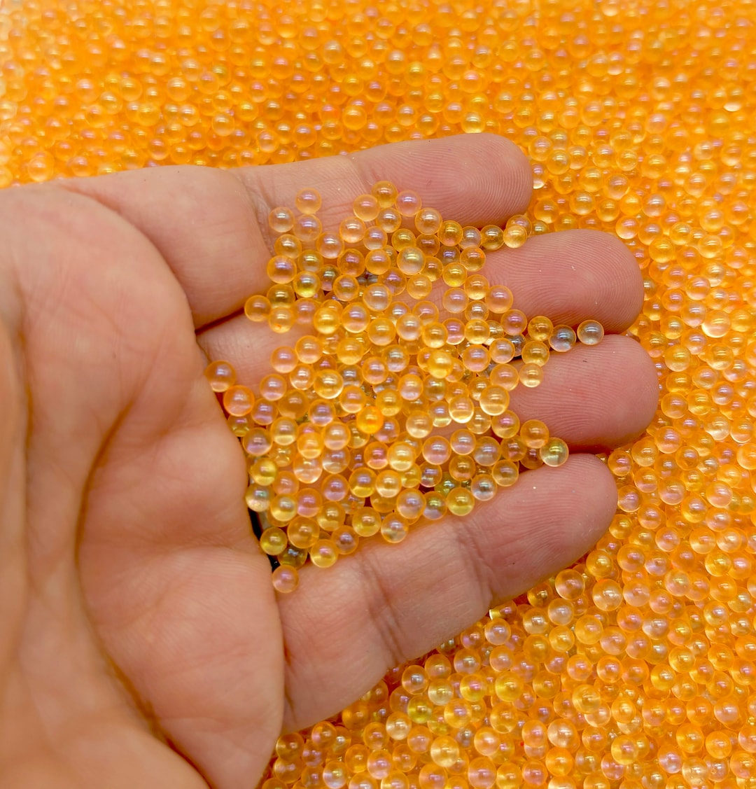 Non Edible Salmon Orange Glass Assorted ROUND Microbeads, 3- 3.5mm No ...