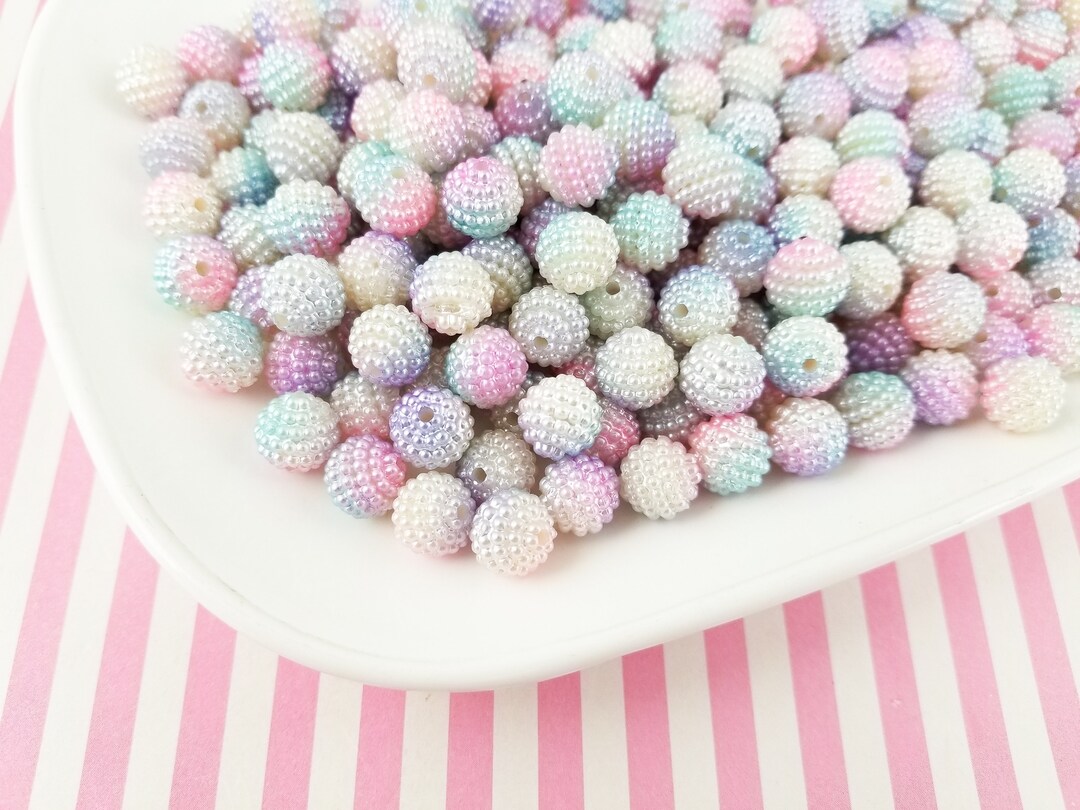 10 Bumpy Round 10mm Cotton Candy Circle Pearl Acrylic Plastic Berry ...
