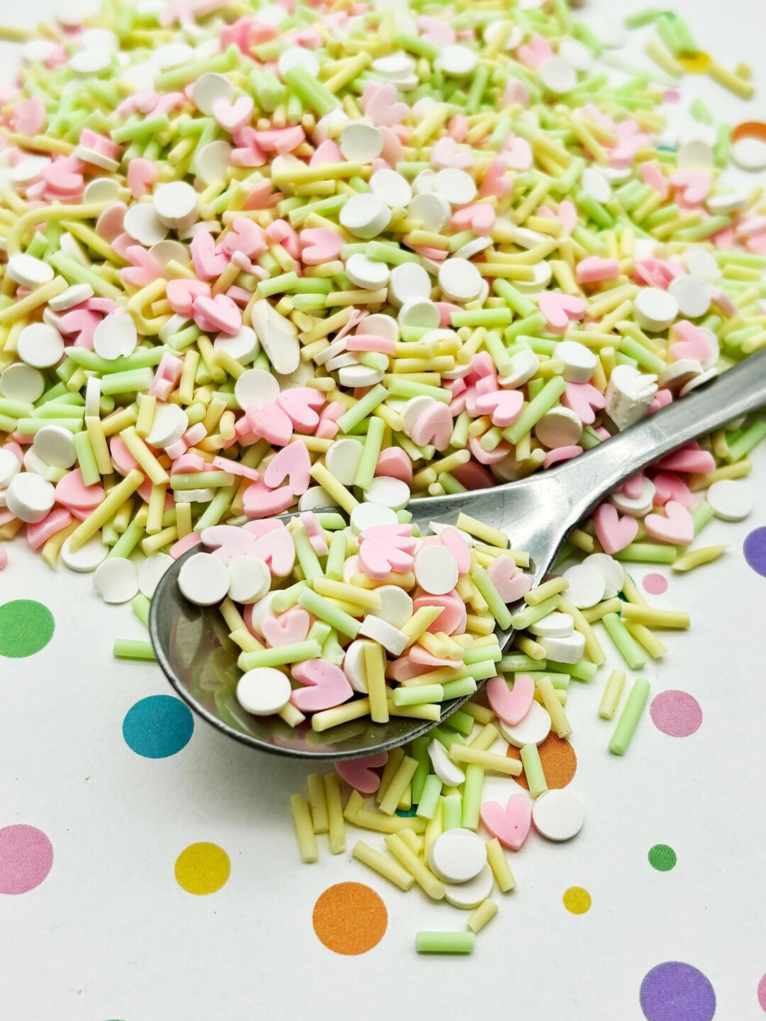 Sugar Baby, Pastel Yellow Pink Green White Polymer Clay Sprinkles, Fake ...