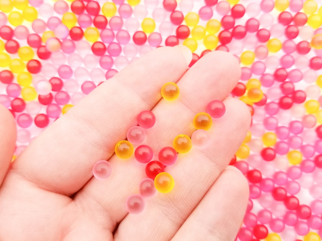 Serena Moon Pink Yellow 6mm Translucent Pearls Mix, Popping Boba Resin ...