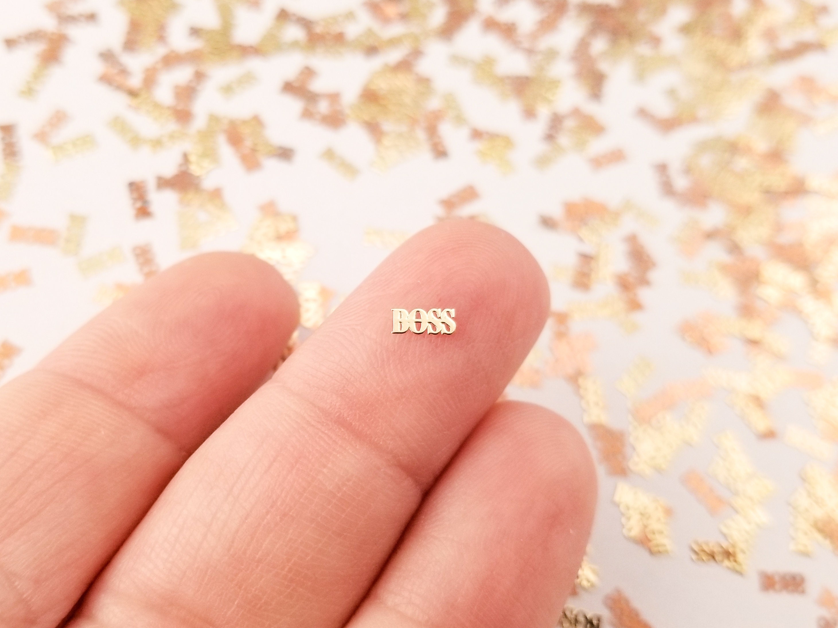 50 Tiny 5mm Gold Toned Metal Boss Word Cabochons Word Cute | Etsy