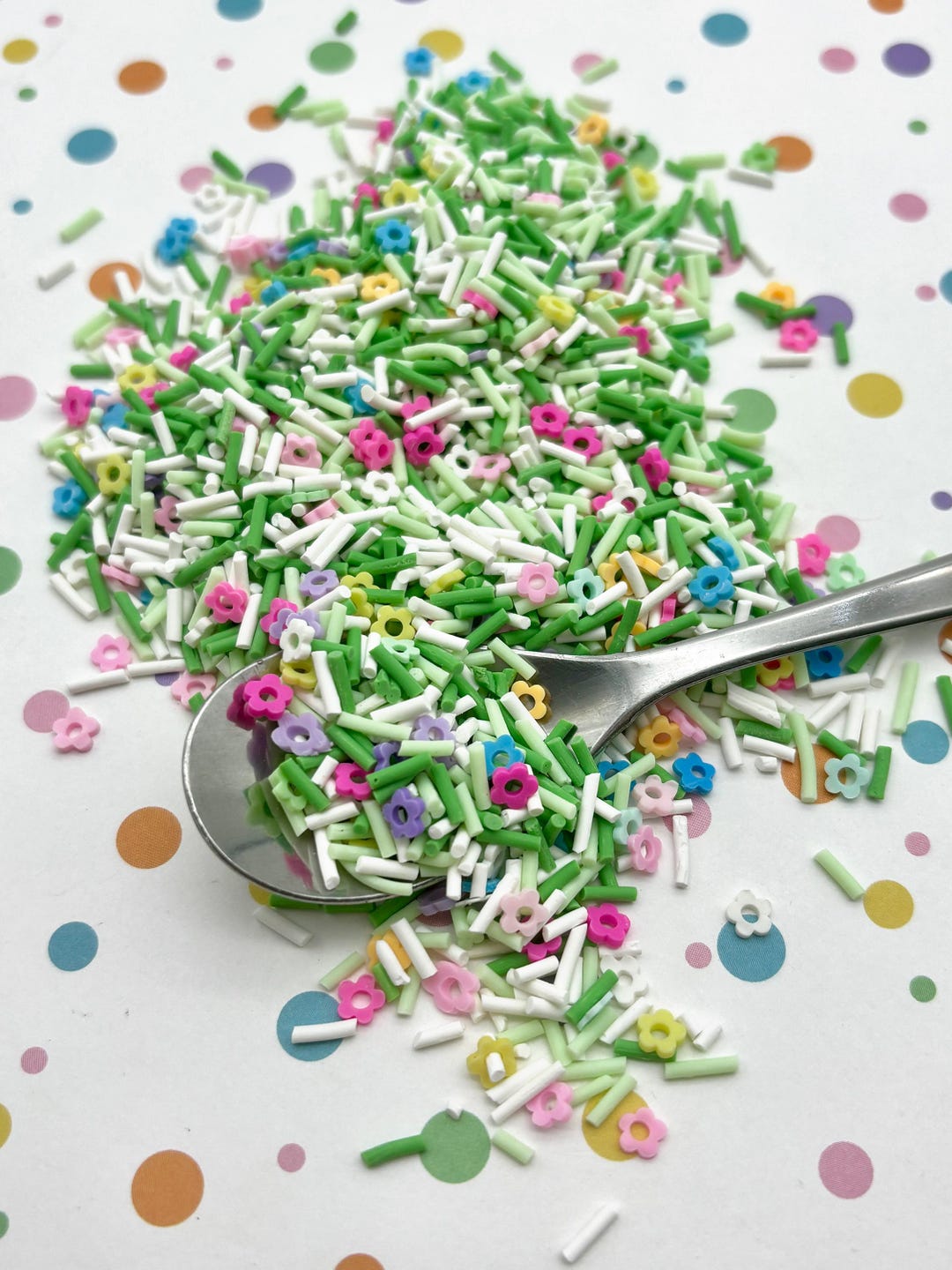 Easter Grass Green Mix With Flowers Polymer Clay Fake Bake Sprinkles ...
