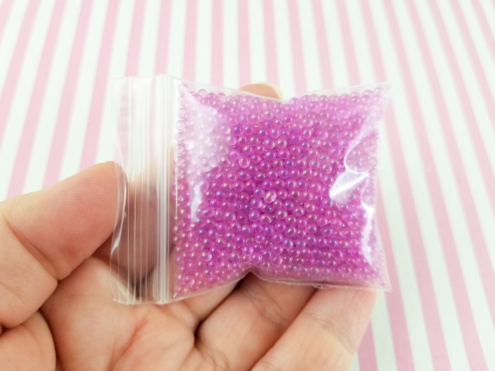 Iridescent Hot Pink Clear Glass Assorted ROUND Microbeads, 2-2.5mm No ...