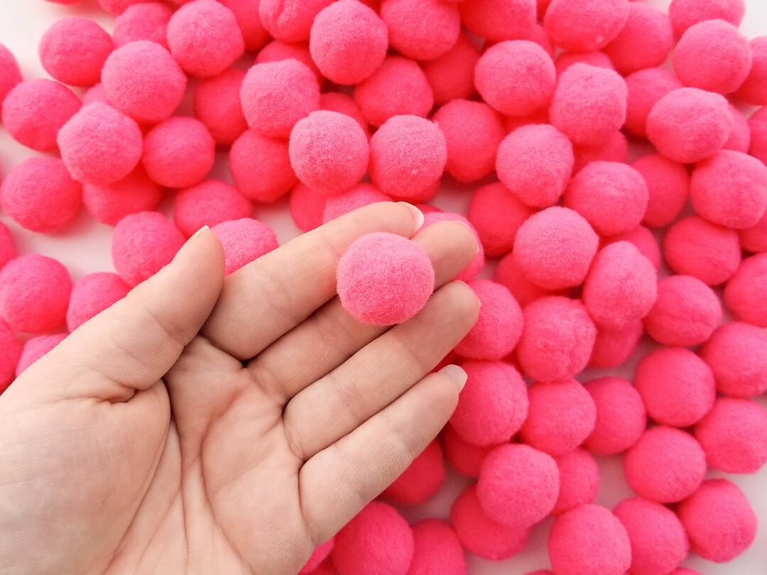Fifty 25mm or One Inch Round Magenta Pink Mochi Balls, Pom Poms, Approx ...