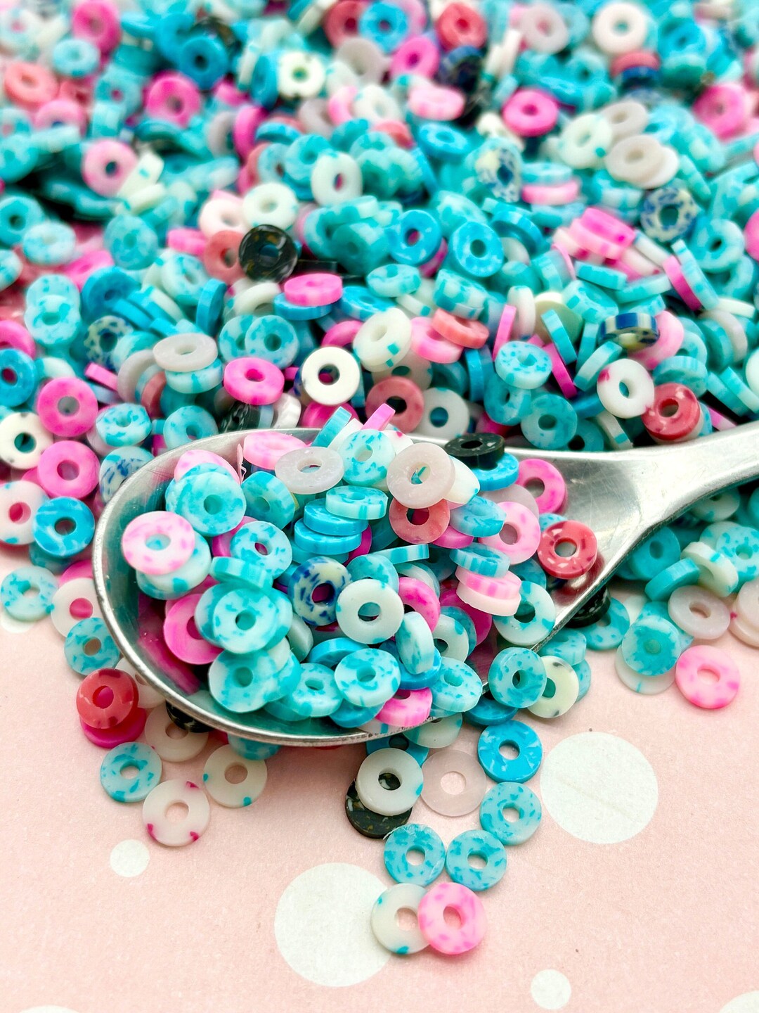MINI DONUT Marbled 4.5mm Donut Polymer Clay Heishi Bead Sprinkles ...