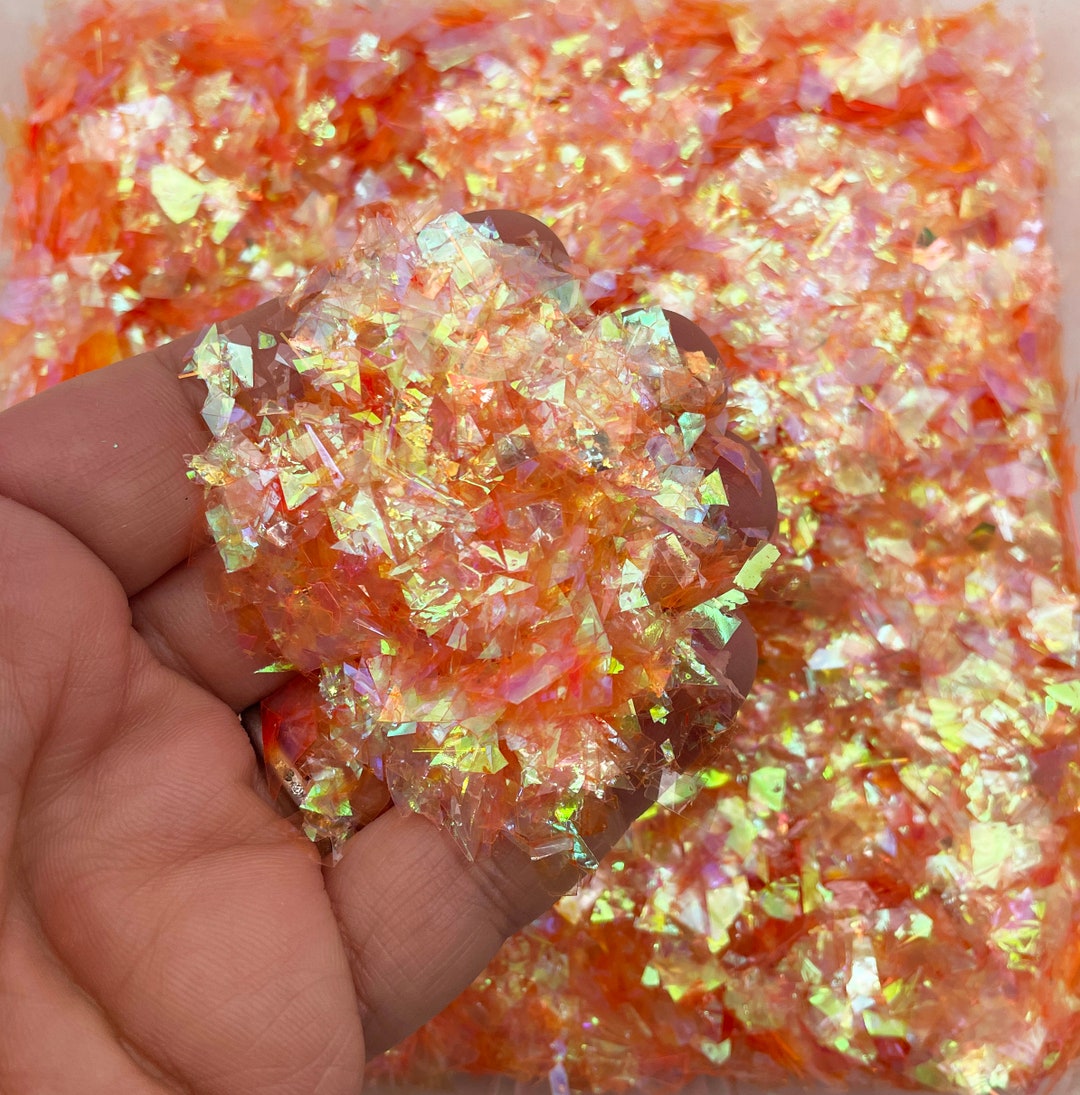 10 or 50 Grams Orange Cellophane Solvent Resistant Iridescent Glitter ...