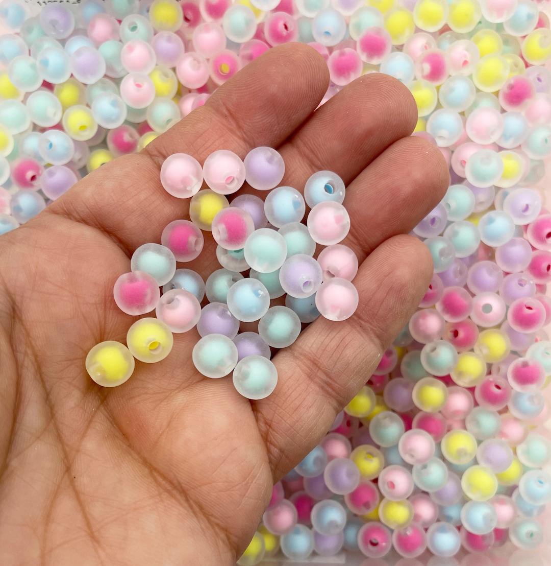 80 Multicolor Pastel Frosted Acrylic Plastic 8m Bead in Bead, Round ...