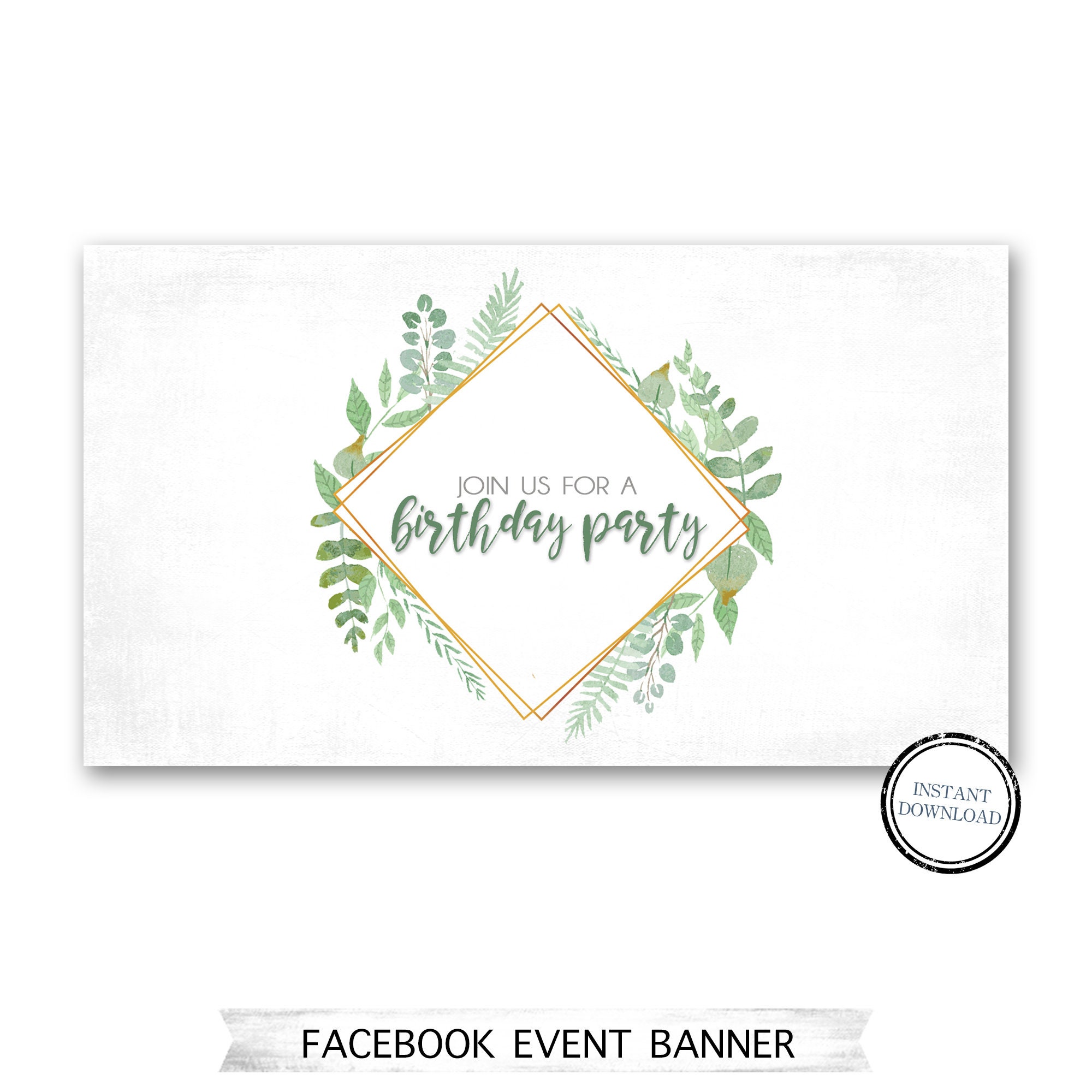 Facebook Event Page Banner, Birthday Party, Floral, Greenery - Etsy