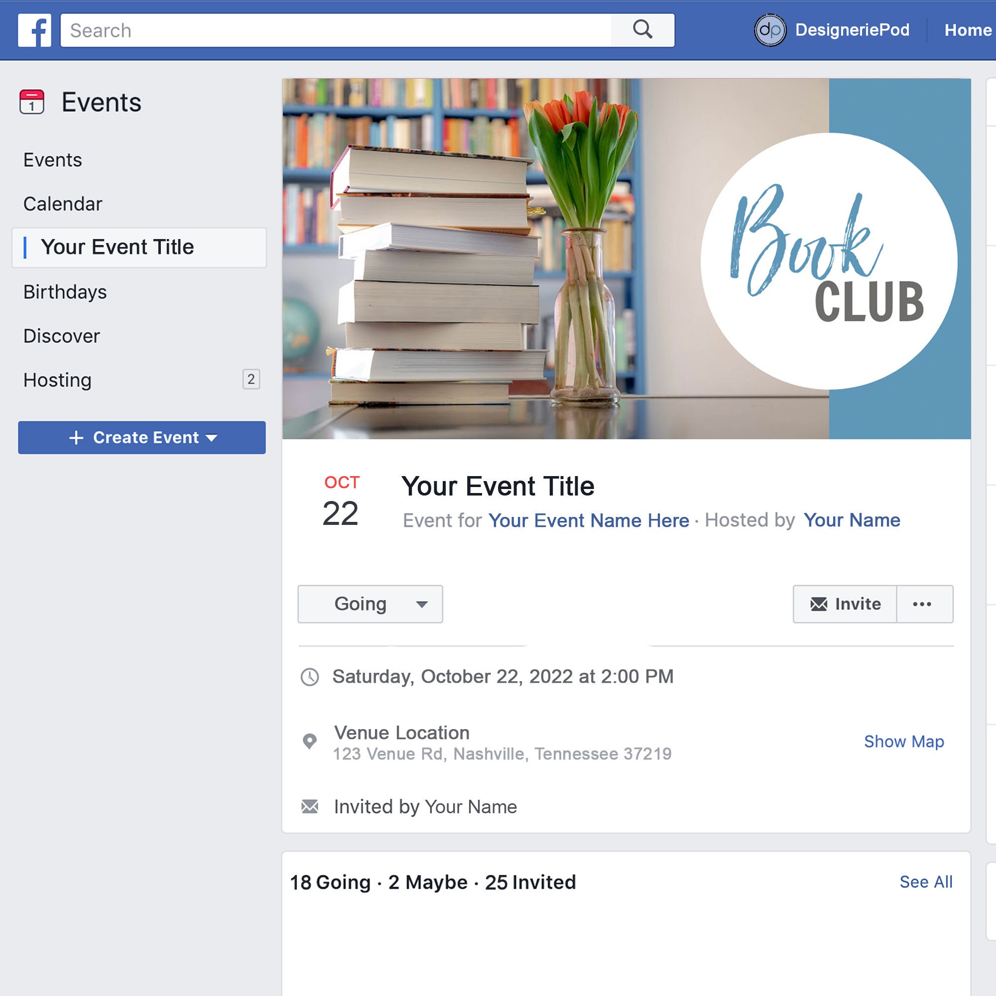 Facebook Event Page Banner, Group Banner, Book Club - Etsy