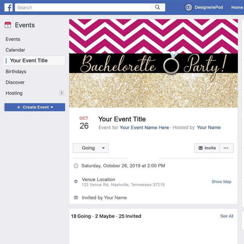 Facebook Event Page Banner, Bachelorette Party Banner - Etsy