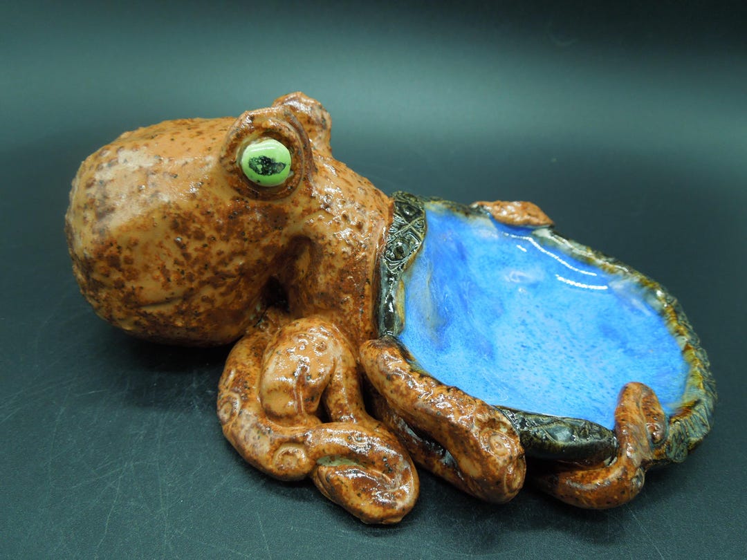 Rusty Octopus With Blue Dish - Etsy