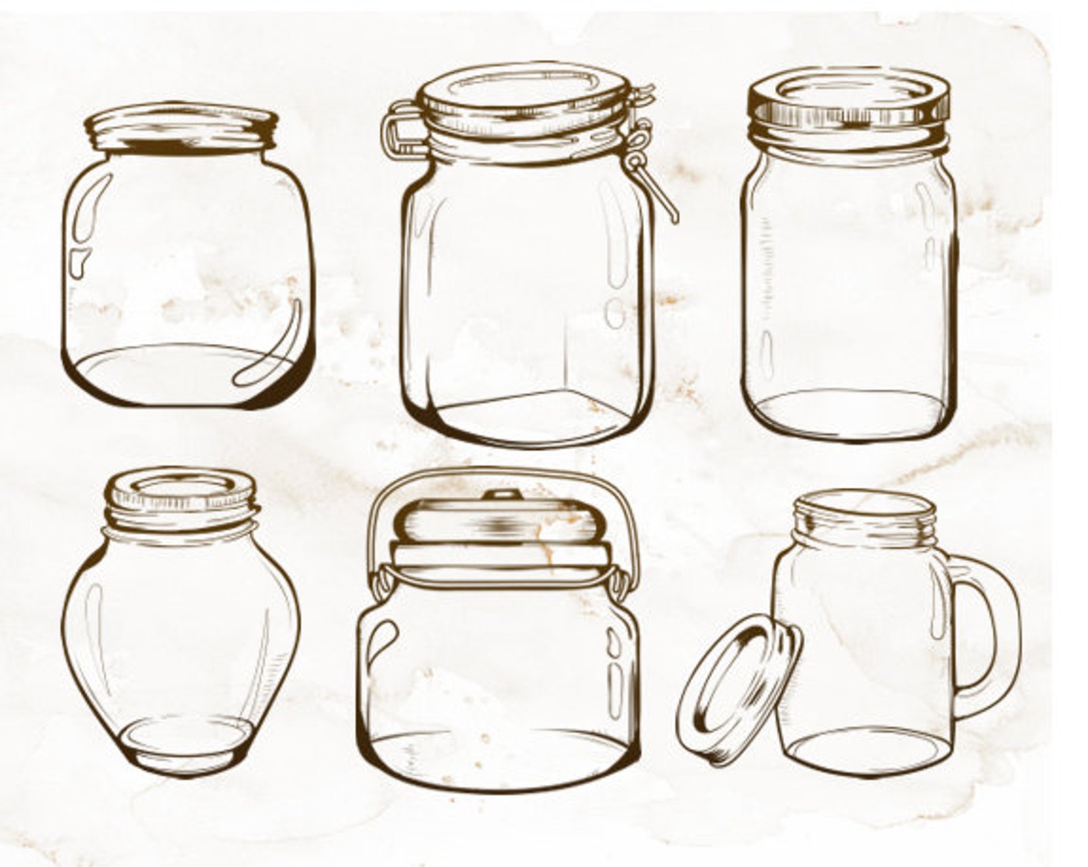 Glass Jars Clipart, Mason Jars Clipart, Vintage Clipart, Jar Crafts ...