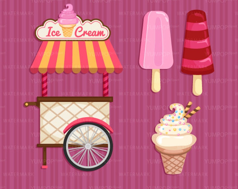 Ice Cream and Sundae Clipart, Food Clipart, Ice Cream Truck Clipart ...