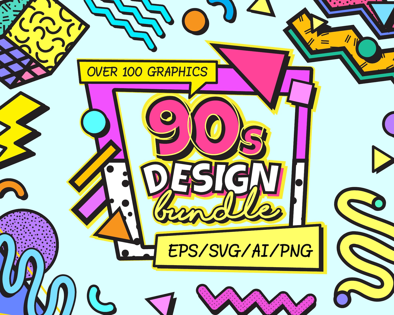 90s Design Bundle SVG Ai EPS PNG Memphis Graphics Nineties - Etsy