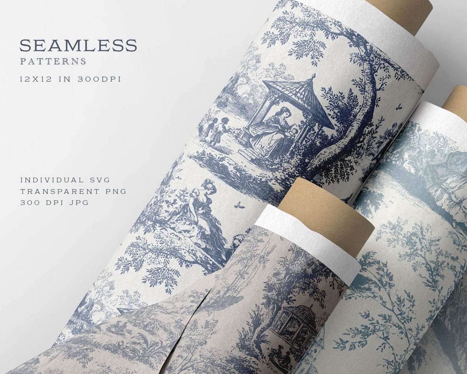 Toile De Jouy SVG, Toile Patterns, Chinoiserie Textile, Blue Seamless ...