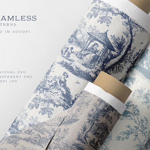 Toile De Jouy SVG, Toile Patterns, Chinoiserie Textile, Blue Seamless ...