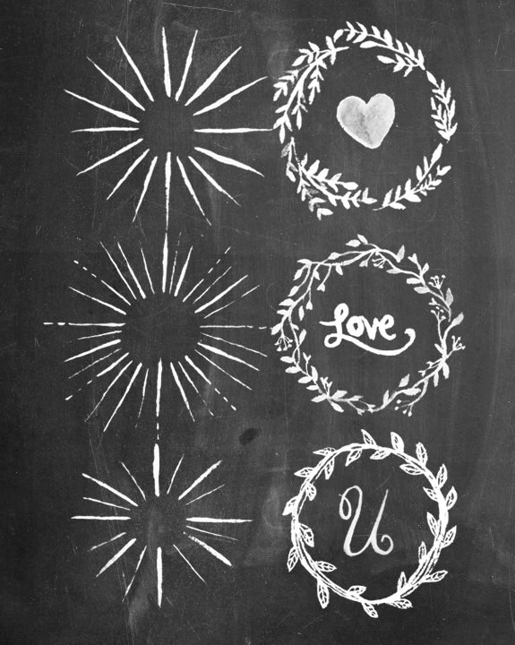 Handdrawn Design Kit, Rustic Chalk Art Bundle, Design Elements ...