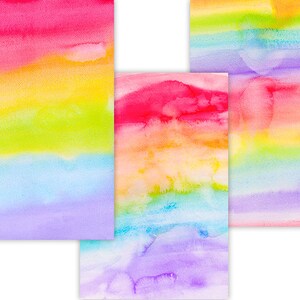 Rainbow Digital Paper, Rainbow Clipart, Watercolor Washes Digital Paper ...