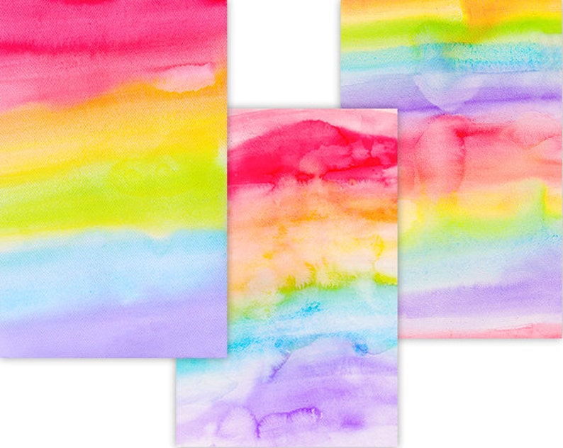 Rainbow Digital Paper Rainbow Clipart Watercolor Washes - Etsy