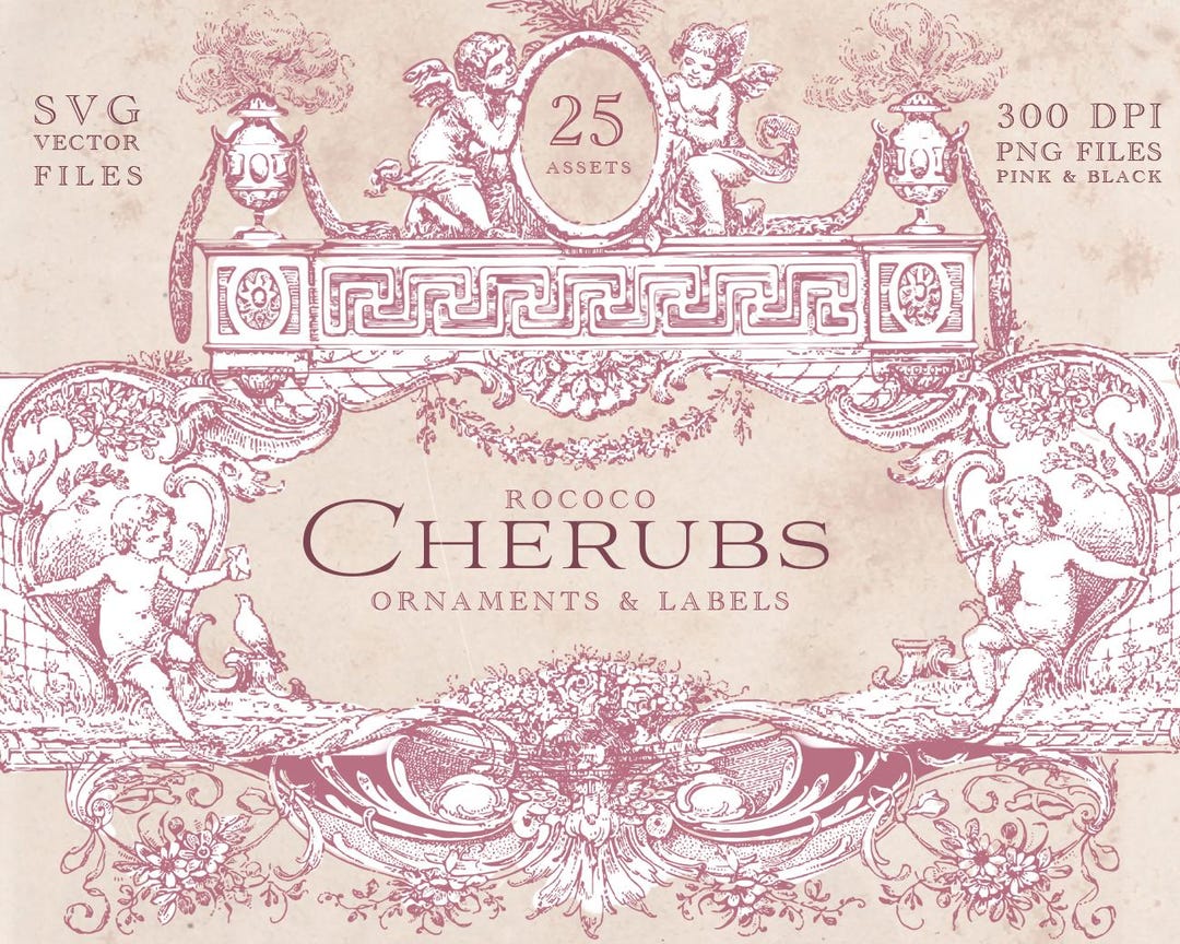 Angel Clipart: Vintage Frames, Crests & Labels (SVG, PNG) - Etsy