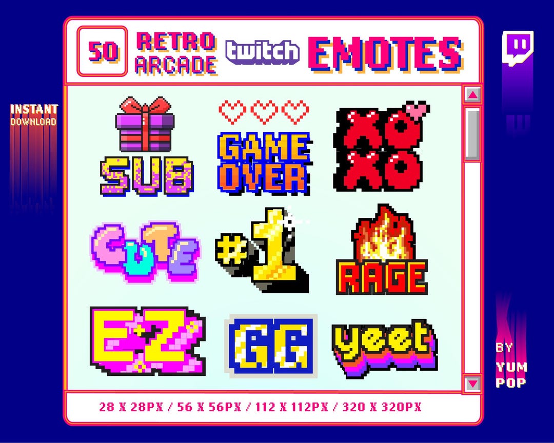 Retro Text Twitch Emotes, Twitch and Discord Emotes Bundle, Simp Emote ...