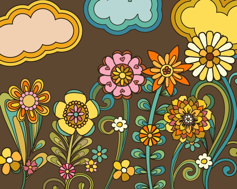 70s Retro Flower Power Design Bundle SVG Ai EPS PNG Groovy - Etsy