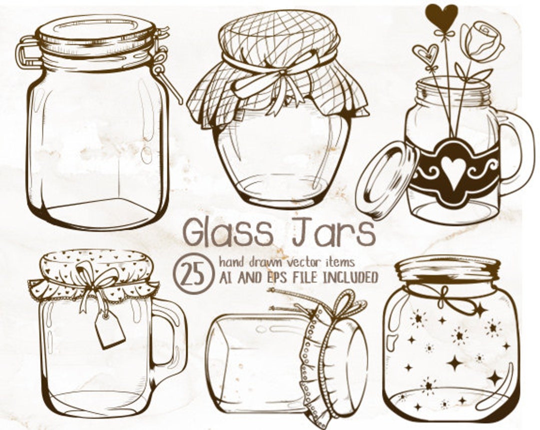 Vintage Mason Jar Clip Art Border Premium Vector | Mason Jar Vector