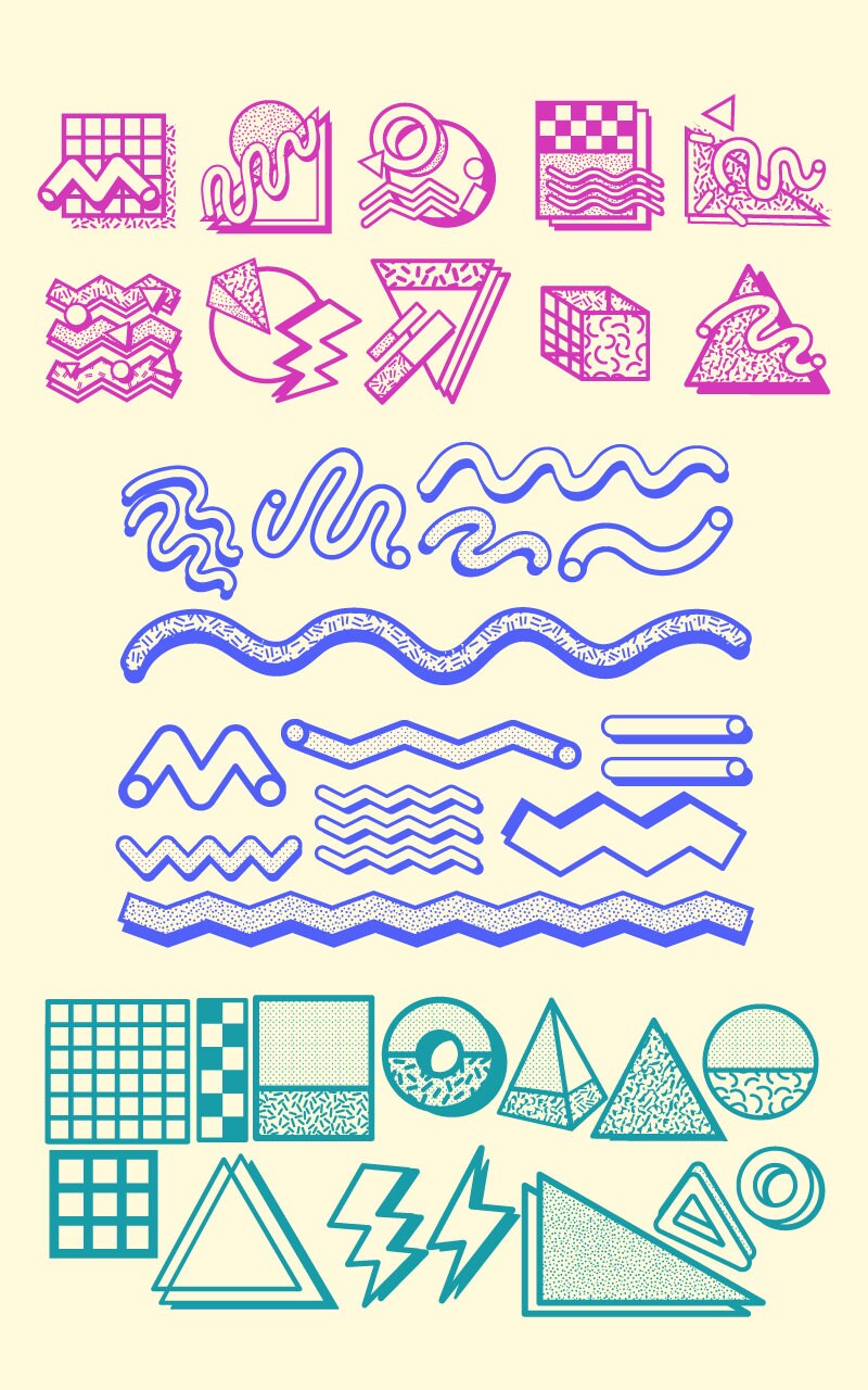90s Design Bundle SVG Ai EPS PNG Memphis Graphics Nineties - Etsy Canada