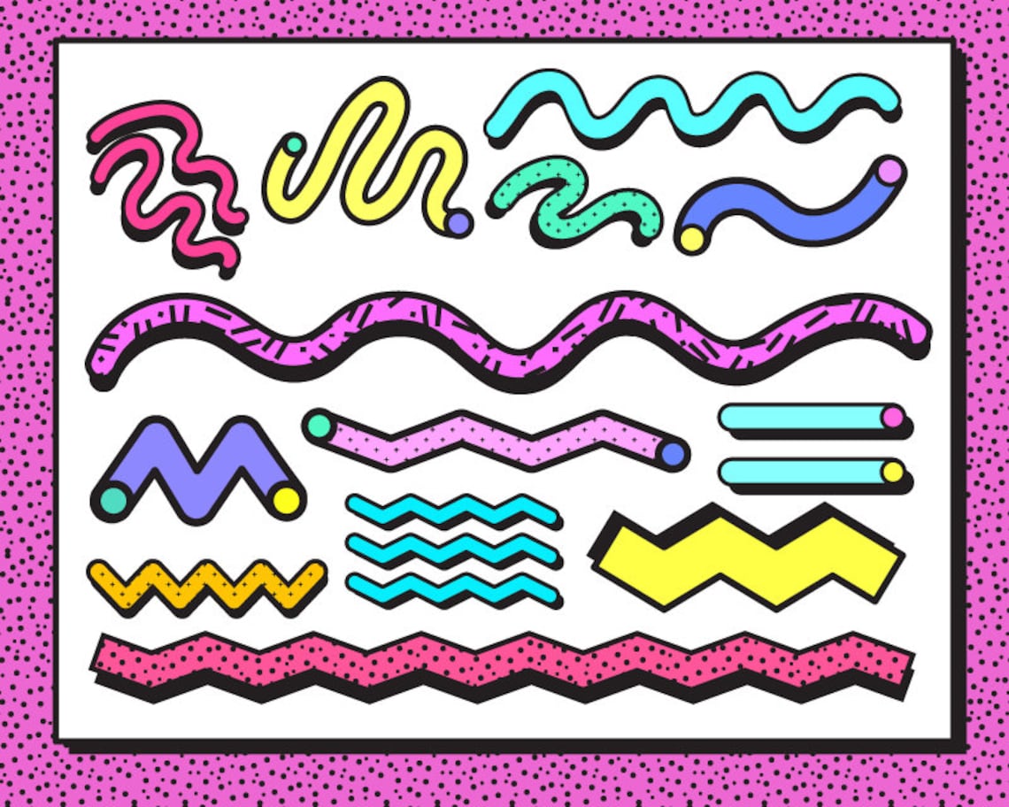 90s Design Bundle SVG Ai EPS PNG Memphis Graphics Nineties - Etsy