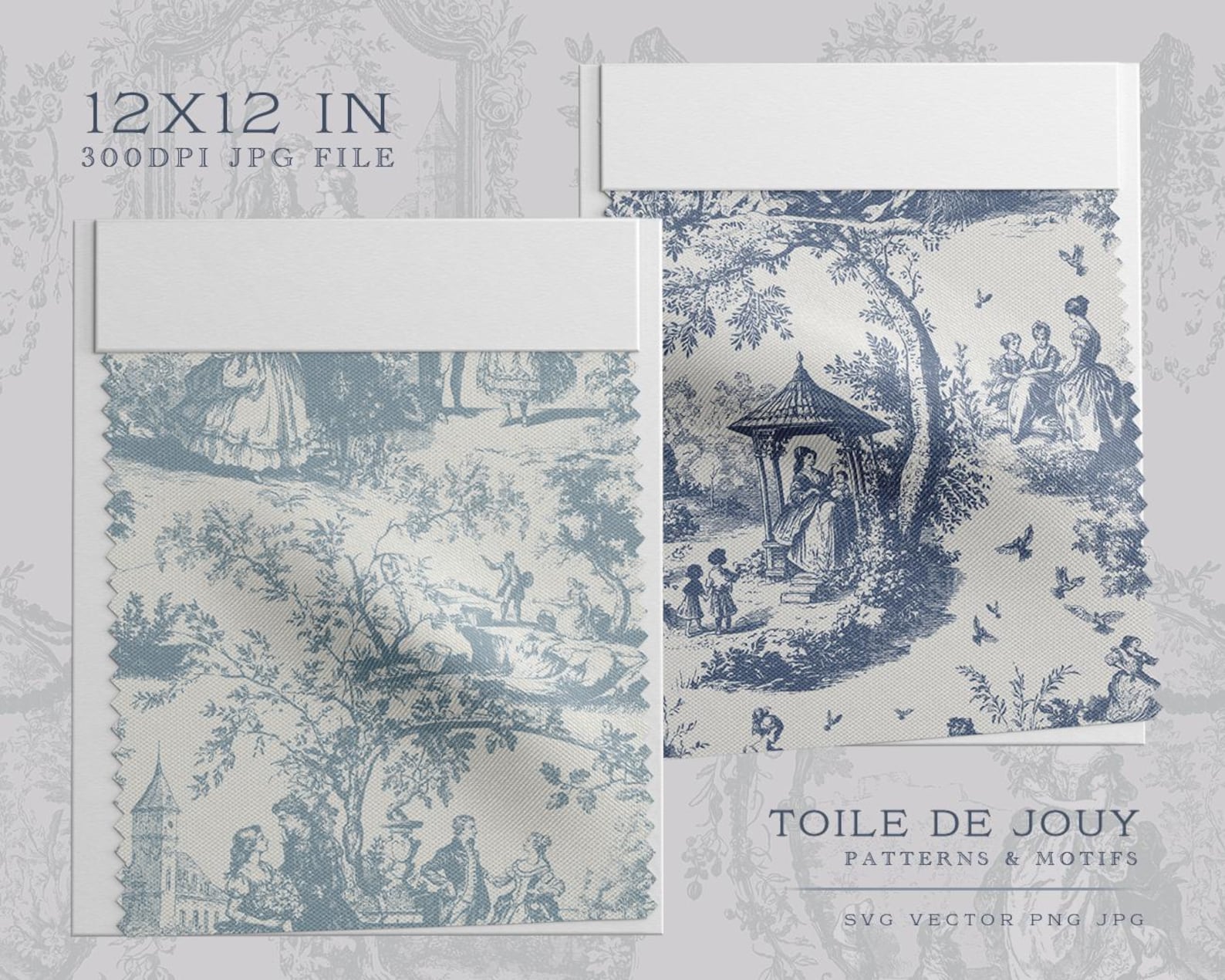 Toile De Jouy SVG, Toile Patterns, Chinoiserie Textile, Blue Seamless ...