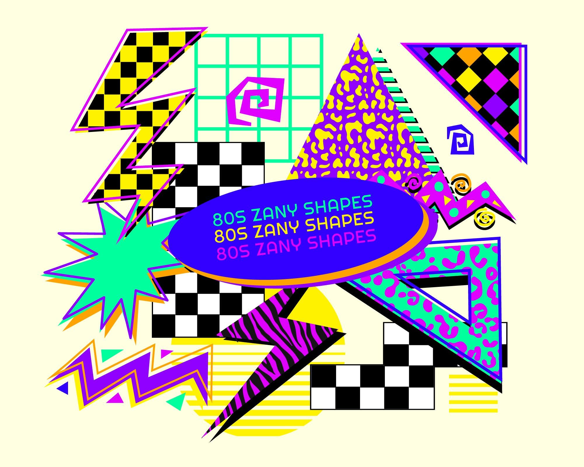80s Design Bundle SVG Ai EPS PNG, Memphis Graphics, Eighties Logos ...