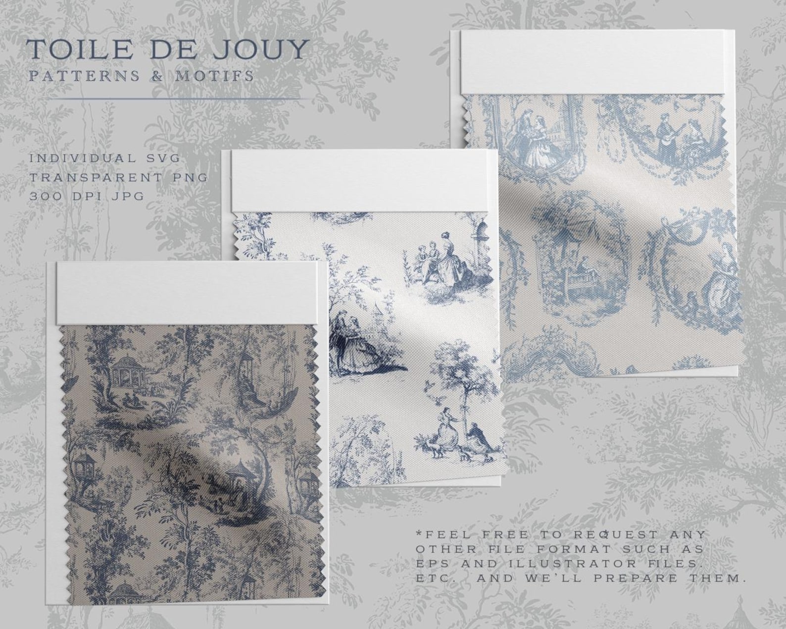 Toile De Jouy SVG, Toile Patterns, Chinoiserie Textile, Blue Seamless ...