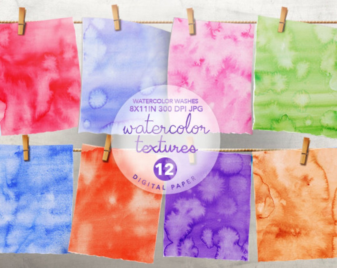 Watercolor Textures Digital Paper, Watercolor Clipart, Watercolor ...