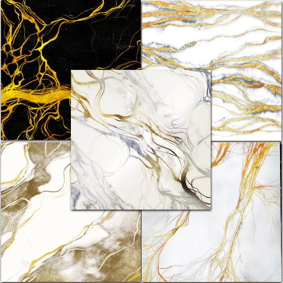 Gold Marble Digital Paper, Gold Wallpaper, Gold Marble Textures, Gold ...
