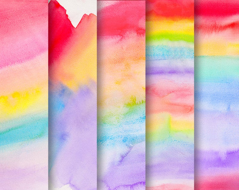 Rainbow Digital Paper Rainbow Clipart Watercolor Washes - Etsy