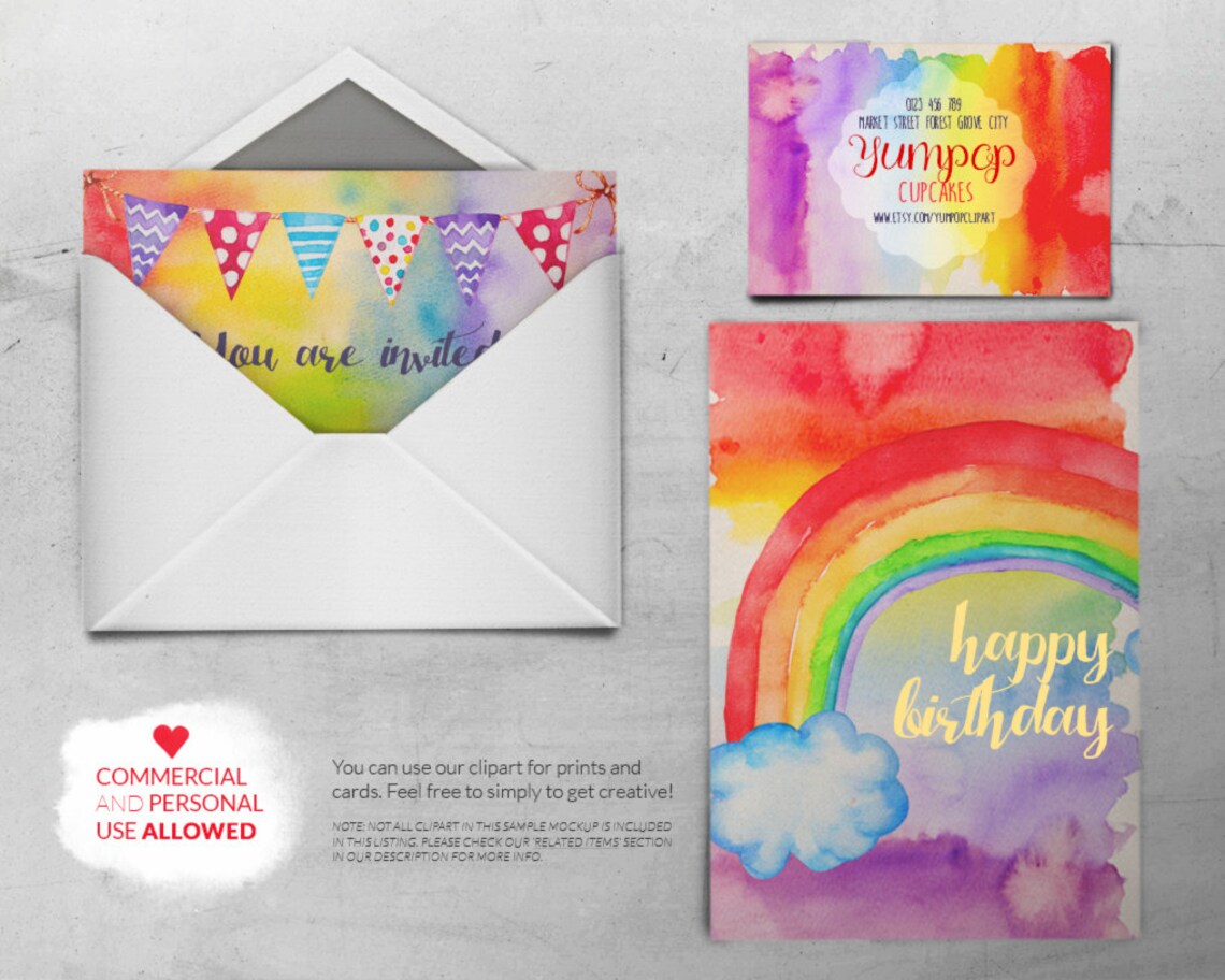Watercolor Rainbow Clipart Rainbow Digital Papers Watercolor - Etsy