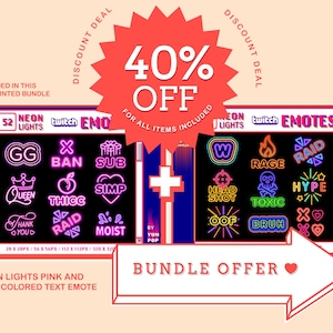 Neon Text Twitch Emotes, Twitch and Discord Emotes Bundle, Lurk Emote ...