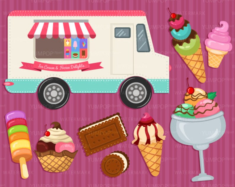 Ice Cream and Sundae Clipart, Food Clipart, Ice Cream Truck Clipart ...