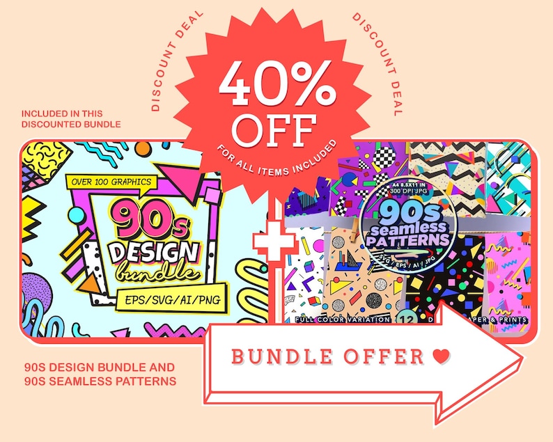 90s Design Bundle SVG Ai EPS PNG, Memphis Graphics, Nineties Nostalgia ...