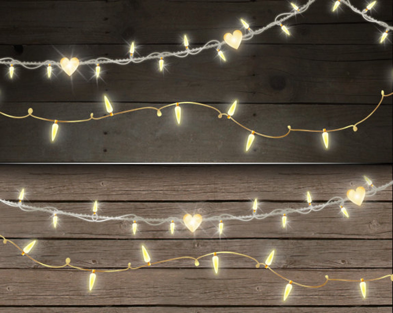 String Lights Clipart, Fairy Lights Clipart, Banners Clipart, Bokeh ...