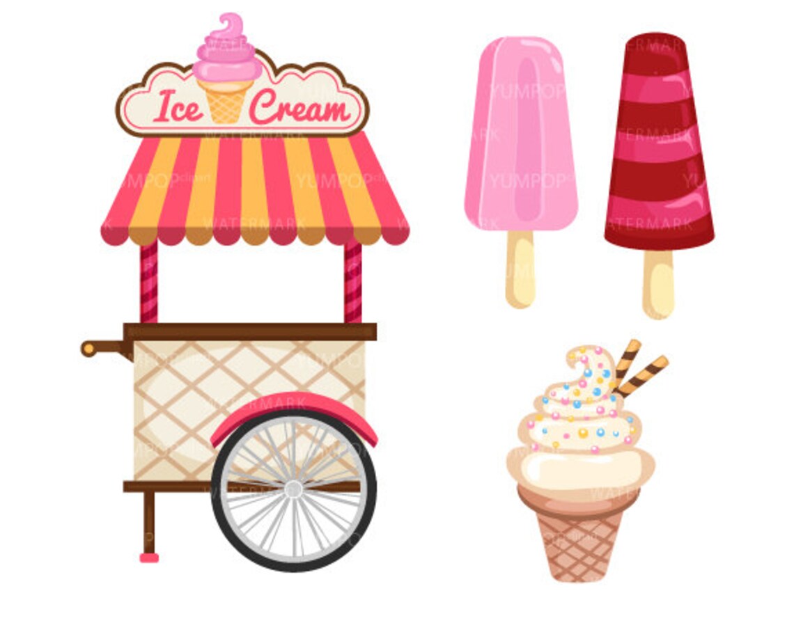 Ice Cream and Sundae Clipart, Food Clipart, Ice Cream Truck Clipart ...